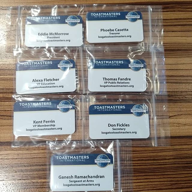 Officer name badges are in! – Los Gatos Toastmasters